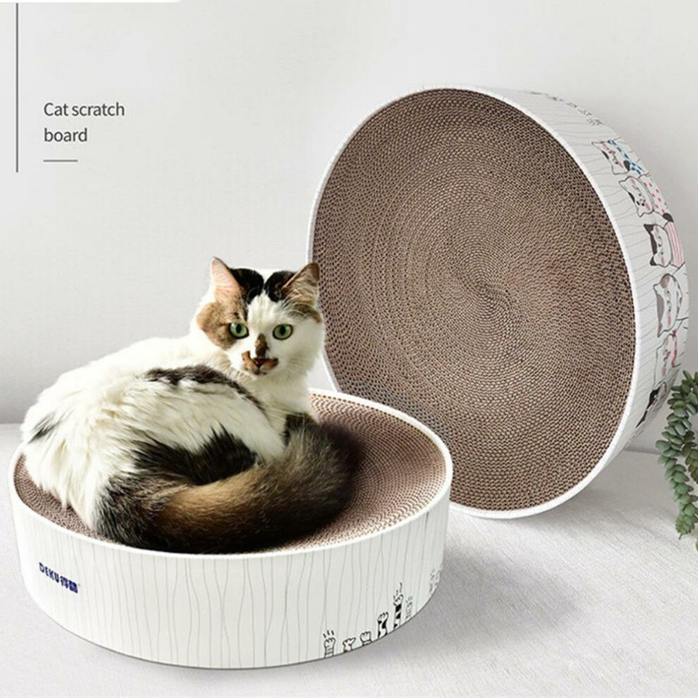 Medium Cat Scratcher Pad 26in Round Corrugated Cardboard For Kittens ...