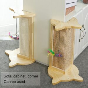 Solid Wood Cat Scratcher Post Corner Wall Pet Claw Care Furniture ...