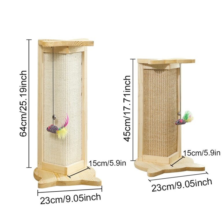 Solid Wood Cat Scratcher Post Corner Wall Pet Claw Care Furniture ...