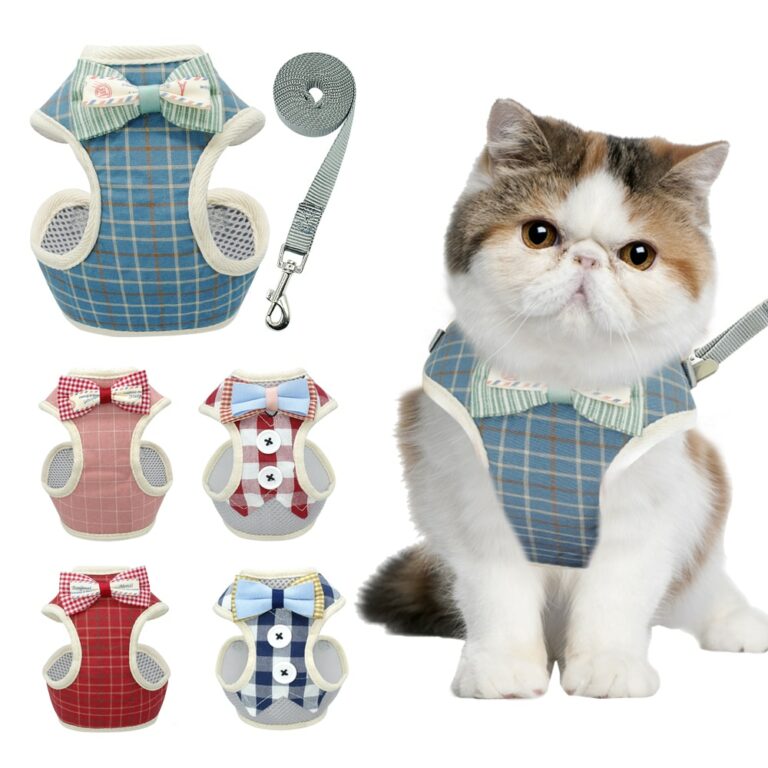 Adjustable Mesh Cat Harness And Leash Set For Small Dogs Kittens ...