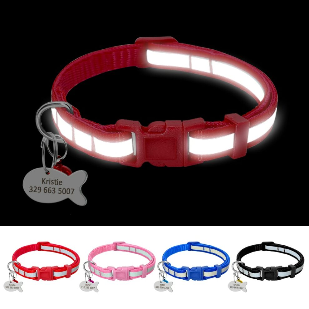 Personalized Reflective Nylon Dog Cat Collar Customized Puppy Collars ...