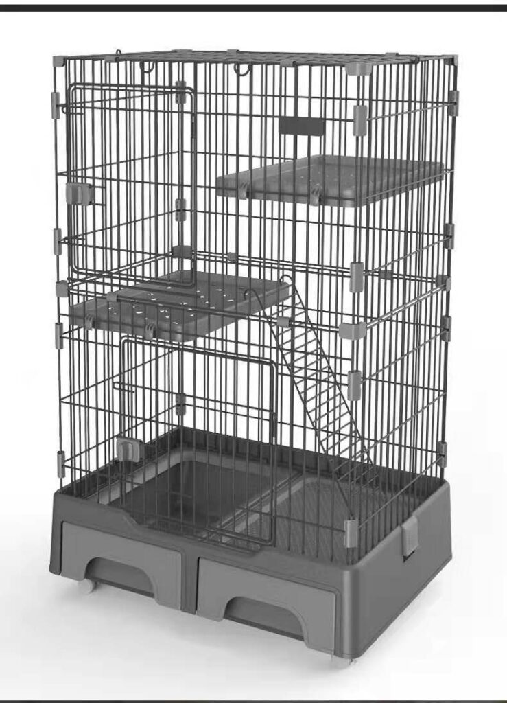 Deluxe 3room Doubledecker Cat Cage With Wheels Oversized Villa Toilet ...