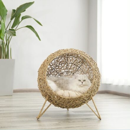 Wooden Cat Tree Yurt With Radiator Bed Sisal Hammock And Pet Igloo ...