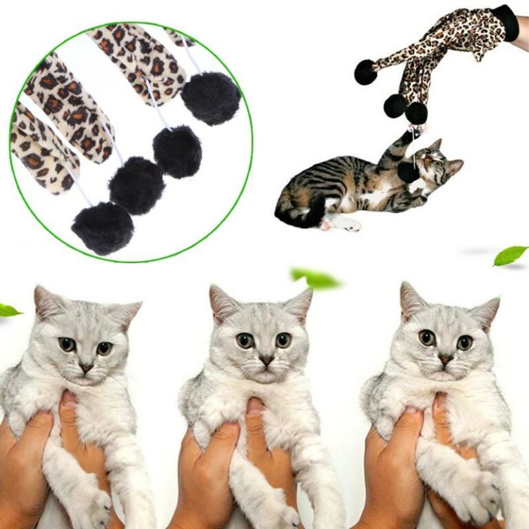 Leopard Glove Cat Scratcher Toy With Interactive Ball Teasers For ...