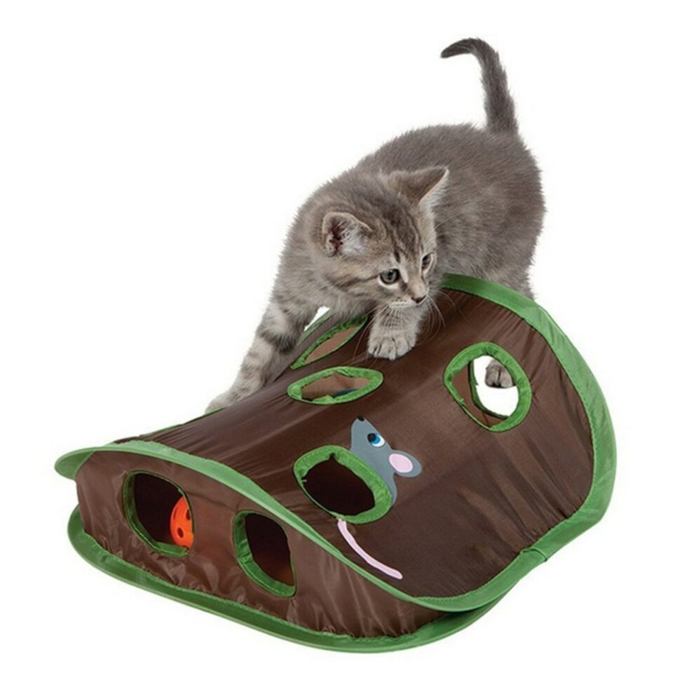 9hole Cat Tunnel Toy Foldable Kitten Activity Center With Bell Tent ...