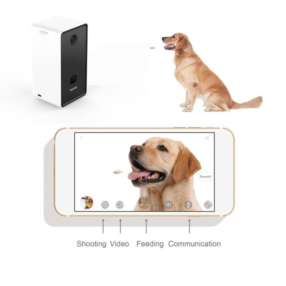 Wifienabled Iseebiz Dog Camera Automatic Treat Dispenser With Night ...