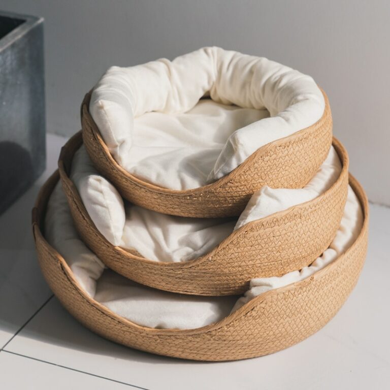 Bamboo Woven Pet Bed With Waterproof Cushion For Cats And Dogs ...